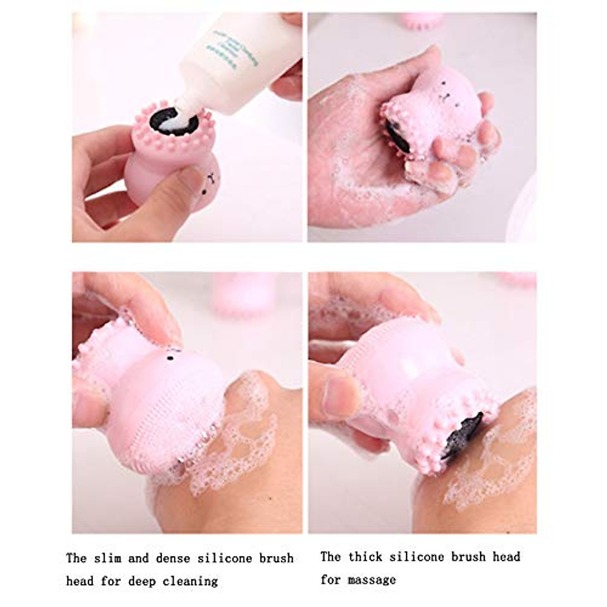 MIPPER Cute Little Octopus Silicone Face Cleansing Brush Facial Scrubber for Deep Cleaning,Exfoliating,Makeup Remover,Massage (1pc,green)