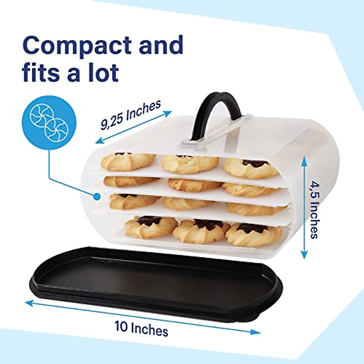 Cookie and Cake Carrier Container with Handle and Lid 4 Trays Cupcake Storage Transport Holder Box 2 Devil Eggs Trays Included