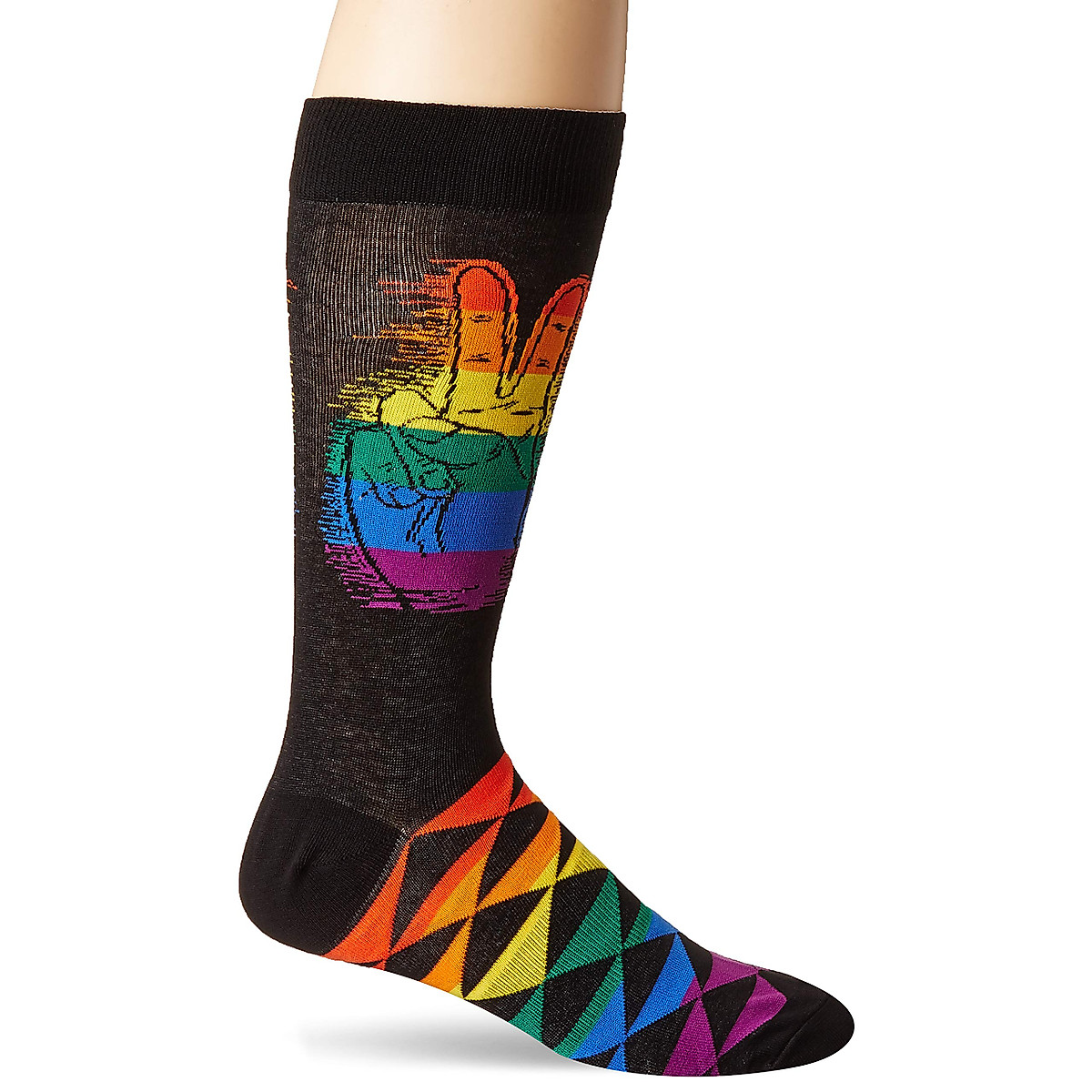 K. Bell Socks Men's Pop Culture Novelty Crew Socks, Pride (Black), Shoe Size: 6.5-12
