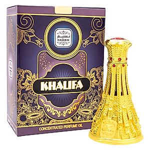 NASEEM Khalifa Concentrated Perfume Oil, Pheromone Perfume - Arabian Perfume Oil Alcohol Free & Long Lasting Strong Floral Vanilla Perfume for Men 0.50 Fl Oz