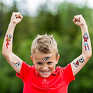 Konsait Football Tattoos Soccer Ball Tattoos Kids Children Temporary Transfer Tattoos Boys Birthday Party Bag & Stocking Fillers, 142PCS