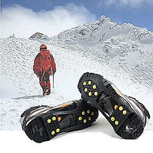 WAYPOR™ Ice Grips, Traction Cleats, Ice Cleat, Easy Slip On, Outdoor Durable, 10 Steel Studs, Stretchable, Prevent Slipping from Ice/Snow (Medium)
