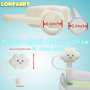 4-Pack Straw Caps for Stanley Cup,Silicone Straw Cover fits Stanley 0.4 Inch/10 MM Straws, Reusable Straw Toppers for Stanley Cup Accessories, Food Grade Drinking Straw Cap,2Flower+2Cloud