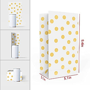 ADIDO EVA 100 PCS Gold Polka Dot Paper Bags Small Paper Party Treat Bags 5.1 x 3.1 x 9.4 Inch