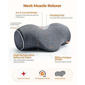 nimood Neck Stretcher, Cervical Neck Traction Device, Neck Hump Corrector with Graphene Heating, Neck and Shoulder Relaxer for TMJ Neck Pain Relief, Muscle Relax, Spine Alignment Relax Gifts for Bed
