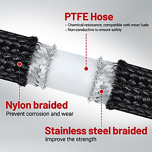 EVIL ENERGY 6AN 3/8" PTFE LS Swap EFI Fuel Line Fitting Kit, E85 Nylon Braided Fuel Hose 25FT