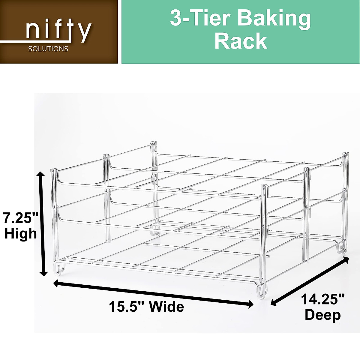 Nifty 3-in-1 Baking Rack – Nickel Chrome Plating, Cooling & Baking Rack, Multipurpose Kitchen Accessory, Folds Flat for Easy Storage, Use for Cookies, Pizzas, Baked Goods