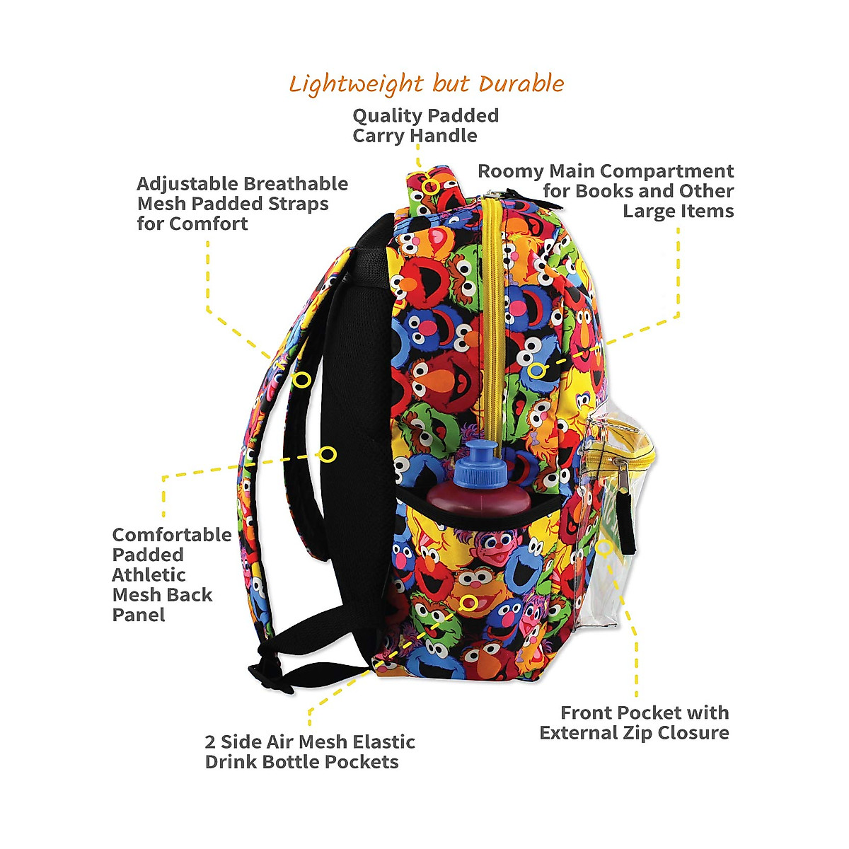 Sesame Street Gang Elmo Boys Girls Toddler 16 inch School Backpack (One Size, Multicolor)