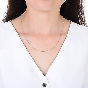 Adabele 1pc Authentic 925 Sterling Silver 1.0mm Dainty Cute Ball Link Chain Necklace 16 Inch for Men Women Made In Italy Hypoallergenic Nickel Free SS130-16