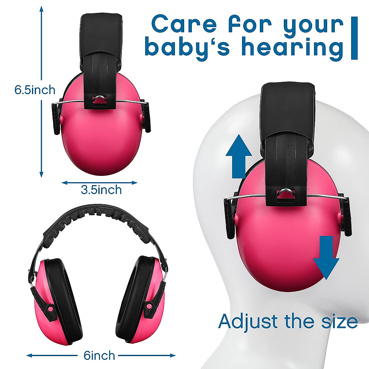 Yunsailing Kids Noise Canceling Reduction Headphones 26dB Adjustable Ear Protection Headphone Ear Muffs for Autism Sleeping(Pink, Blue, Green, 3 Pack)