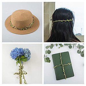 YuCool 98 Feet 5MM Burlap Leaf Ribbon, Natural Wall Hanging Jute Vine Twine with Artificial Green Leaves for Rustic Wedding,Home,Garden,Jungle Party Decorations and DIY Crafts Decor(3 Rolls)