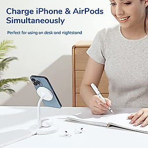 Syncwire Wireless Charging Stand - 2 in 1 Free Rotation Magnetic Charger Station for MagSafe iPhone 14, 13, 12 Pro Max, Pro, Mini, Plus, AirPods