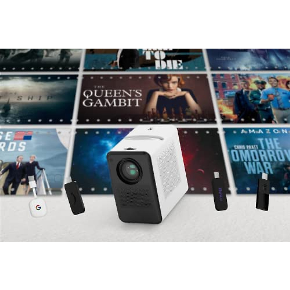 Kilable Portable Movie Projector with 7500 Lux for Outdoor Home, LED 1920x1080P HD Projector Support Bluetooth and WiFi Mini Wireless Projector 4k Compatible with iOS/Android Phone/USB/TV Stick