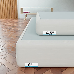 Greaton, 4.5-Inch Sturdy Box Spring for Mattress Support-Durable and Easy to Assemble Natural Wood Foundation for Queen, White