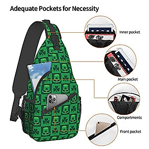 MANQINF St. Patrick's Day Sling Bag Crossbody Backpack for Men Women Lucky Shamrocks Sling Backpack Hiking Daypack