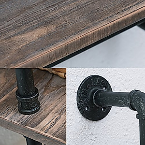 Ucared Vintage Industrial Pipe Bathroom Shelves Wall Mounted, 3-Tier 24" Rustic Wall Shelf with Bath Towel Bars,Farmhouse Towel Rack,Metal & Wooden Floating Shelves,Over The Toilet Storage Shelf