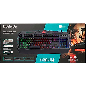 Defender Rainbow Backlit Gaming Keyboard – 104 Keys – 19 Anti Ghost Keys – Adjustable Brightness – Quick, Accurate & High Performance Ergonomic Keyboard – Equally Suitable for Windows PC or Mac