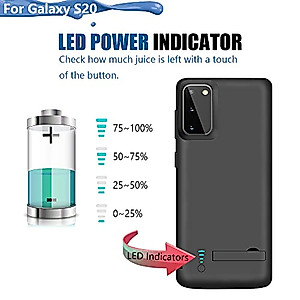 RUNSY Battery Case for Samsung Galaxy S20 5G, 5000mAh Rechargeable Extended Battery Charging Charger Case, Add 105% Extra Juice, NOT Compatible with Galaxy S20 FE (6.2 inch)