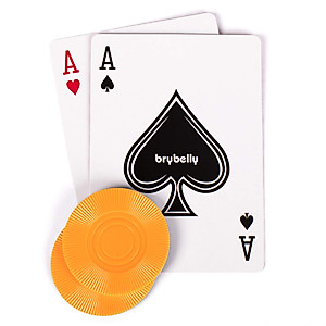 Brybelly 100-pack Interlocking Poker Chip Set - 2 Gram Lightweight Plastic Chips for Texas Hold Em Poker, Card Games, Casino Night, Mathematics Counting Learning, Large Bingo Markers (Red)