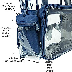 DALIX Small Clear Backpack Bag in Navy Blue