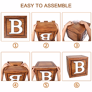 Baby Boxes Safari Baby Shower Decorations for Boy Girl, Safari Balloons Arch Kit with Wood Grain Brown Blocks with BABY Letter for Dinosaur Wild One Birthday Decorations for Boys