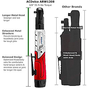 ACDelco ARW1208T G12 Series 12V Cordless Li-ion 3/8” 55 ft-lbs. Ratchet Wrench – Bare Tool Only