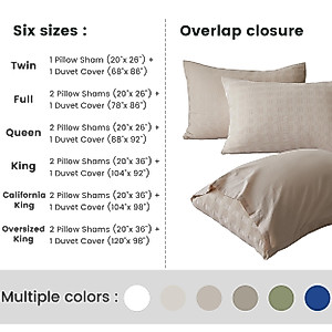 BISELINA 100% Cotton Duvet Cover Set Waffle Weave 3PCS (1 Comforter Cover, 2 Pillow Shams) Reversible Soft Skin-Friendly Breathable Shabby Chic Bedding for All Season - Khaki, Queen Size