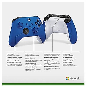 Microsoft QAU-00001 Xbox Wireless Controller Shock Blue Bundle with Wireless Controller for Xbox Series X/S - Electric Volt