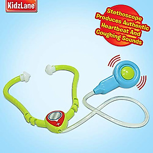 Kidzlane Play Doctor Kit for Kids and Toddlers - Kids Doctor Play Set - 7 Piece Dr Set with Medical Storage Bag and Electronic Stethoscope for Kids - Ages 3+