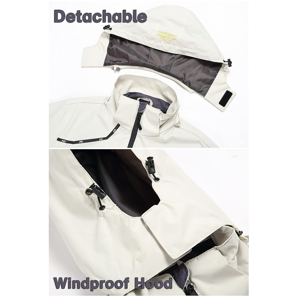 GIISAM White Raincoat for Men Spring Waterproof Windbreaker Lightweight Rain Jackets Outdoor Running Hiking Cycling Raincoats