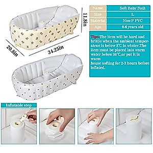 Mink Inflatable Baby Bathtub with Built-in Air Pump, Newborn to Toddler Bath Tub,Portable Travel Shower Basin with Back Support, Deflates and Folds Easily (Olive Bath)