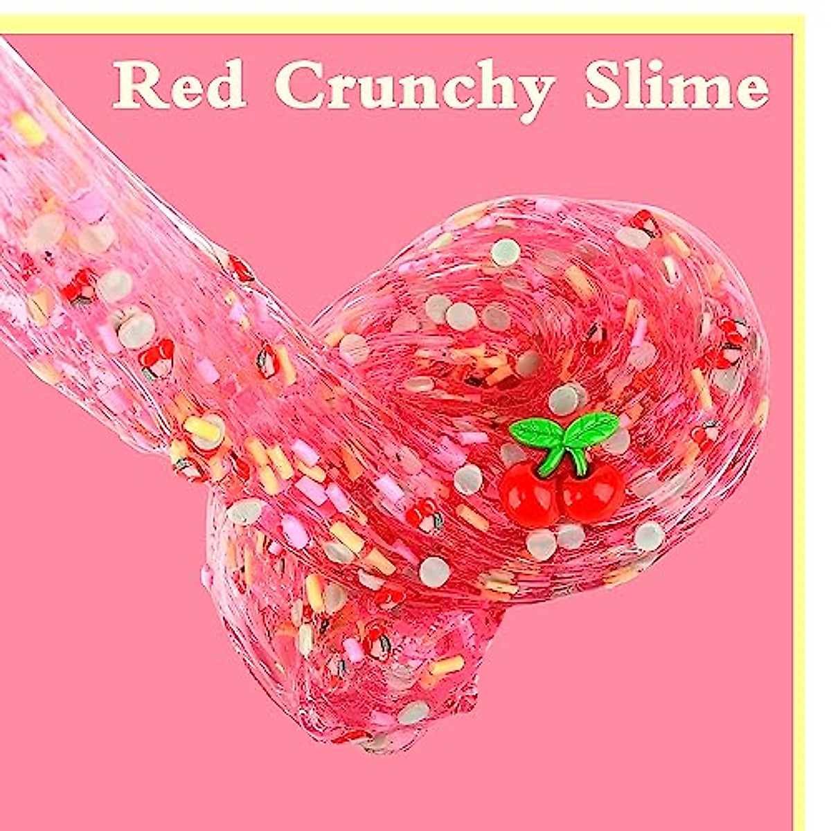 Slime Kit - 4 Pack Jelly Cube Clear Crunchy Slime,with Cherry,Lemon,Mermaid,Rainbow Slimes Charms,Preppy and Aesthetic Stuff,Cute Stress Toys and Cool Birthday Gifts for Girls and Boys
