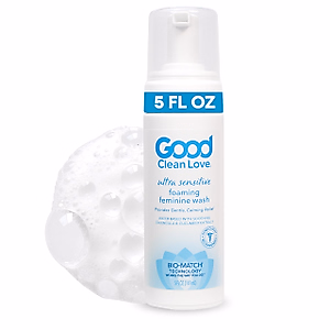 Good Clean Love Ultra Sensitive Foaming pH-Balanced Feminine Wash, Vaginal Soap for Women with Natural Ingredients, Water-Based Gentle Intimate Cleanser, Cleansing & Soothing Feminine Care, 5 Oz