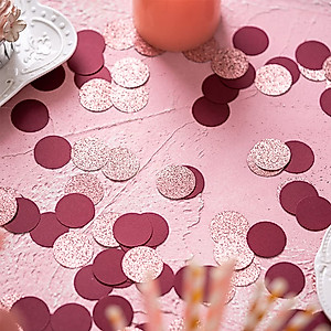 Glitter Paper Confetti Table Decoration for Engagement Bridal Shower Baby Birthday Wedding Party,1.2 inch in Diameter(Rose Gold Glitter,Burgundy,200pc)