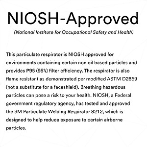 3M Particulate Welding Respirator 8212, N95 with Face Seal, NIOSH APPROVED, Pack of 10, Exhalation Valve, Adjustable Noseclip