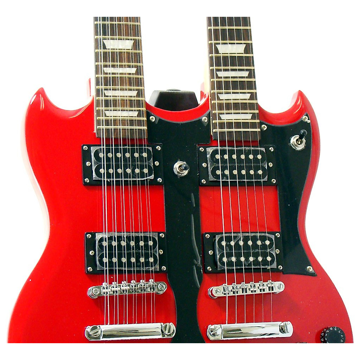 BadAax Dlb Neck Dbl Cut A Way Guitar 70's Style Model Red