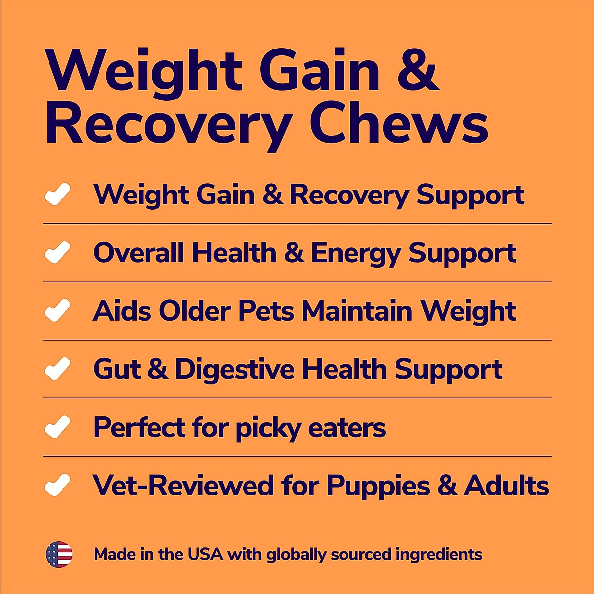 MIRACLE VET Weight Gain & Recovery Chews 3-in-1 for Dogs & Cats - 3,000 kcal - High Calorie Pet Treats for Body Mass & Health - 60 Chews