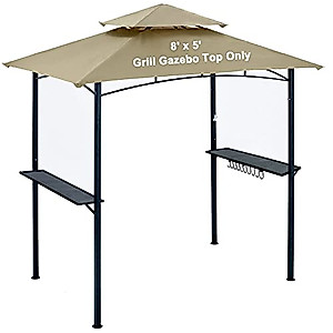SCOCANOPY Universal Stretch Waterproof Grill Gazebo Replacement Roof for 8' x 5' Frame,Beige