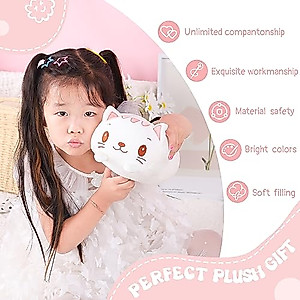 AIXINI 8 inch Cute White Cat Plush Stuffed Animal Cylindrical Body Pillow,Super Soft Cartoon Hugging Toy Gifts