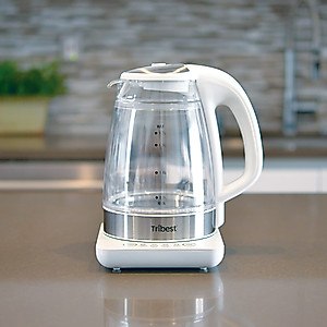 Tribest GKD-450 Raw Tea Kettle, Glass Electric Brewing System, 110V, 9 x 6.75 x 11 inches, White