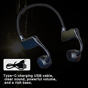 ULymie Bone Conduction Sport Headphones Wireless Open-Ear Bluetooth Sweat Resistant Over Ear for Running, Hiking, Cycling, Gaming, Gym,20 Hours of Call, Black Earphones