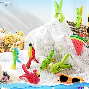 Rtteri 16 Pcs Beach Towel Clips Cute Towel Clips for Chairs Beach Towel Holder Clothes Pegs Clothes Pins for Patio Beach Pool, Assorted Style (Classic)