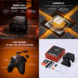 Wireless Gaming Controllers, BIGBIG WON PC Gaming Controller Custom Button, 6-Axis Gyro, Dual Shock, Macro, Turbo, 2.4GHz Dongle Gamepad for Windows 10/Android/iOS/Switch Bluetooth Controller Black