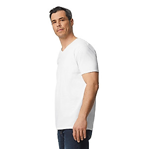 Gildan Men's Softstyle Preshrunk Heather V-Neck T-Shirt, White, X-Large