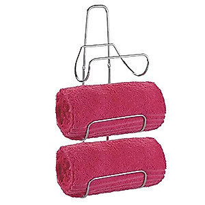 mDesign Metal Wall Mount 3 Level Bathroom Towel Rack Holder & Organizer - for Storage of Towels, Washcloths, Hand Towels, Robes - 2 Pack - Chrome