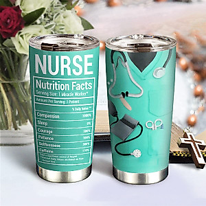 64HYDRO 20oz Nurse Gifts for Women, Men, Nurse Practitioner Gifts, Nurse Appreciation Gifts Nurse Nutrition Facts Tumbler Cup with Lid, Double Wall Vacuum Insulated Travel Coffee Mug