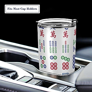 Mahjong Game Tumbler Stainless Steel Insulated Cup Travel Mug for Coffee Double Wall Vacuum Thermos with Straw and Lid 20oz