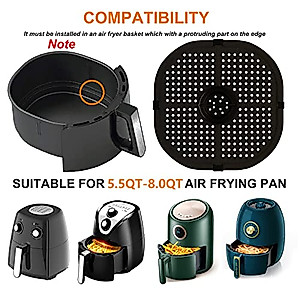 Air Fryer Grill Pan for COSORI 5QT Air Fryers, 9.09IN Upgraded Square Crisper Plate Tray, Air Fryer Replacement Parts Accessories Rack with Rubber feet, Non-Stick, Dishwasher Safe