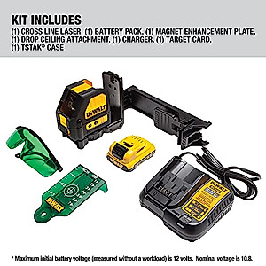 DEWALT 12V MAX Laser Level, Cross Line Laser, Green (DW088LG)