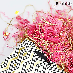 BllalaLab Pink & Gold Crinkle Cut Paper Shred Filler 1LB, Raffia Paper Gift Wrapping Basket Filling Bag Stuffing and Packing, Assorted Color Variations Tissue Filler (Pink & Magenta & Gold)
